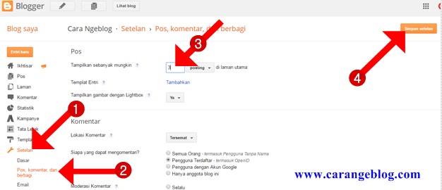 Cara Mengatur Jumlah Postingan yang Tampil di Home Page Blog Lewat ...