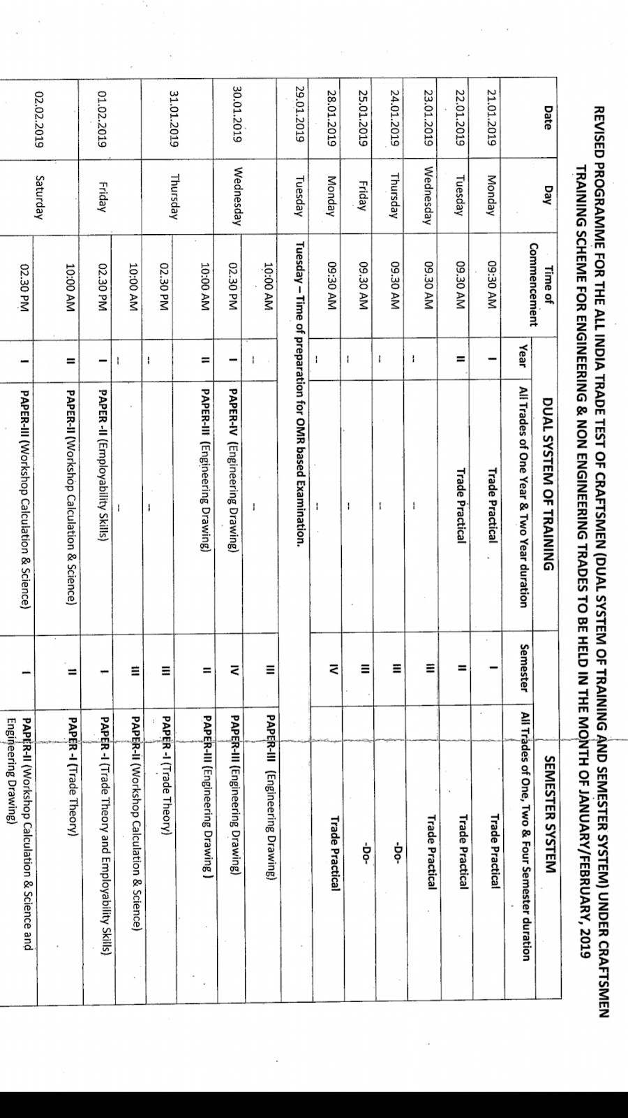 ITI TECHNICAL HELP Revised Exam Timetable iti-technical-help-revised-exam-timetable