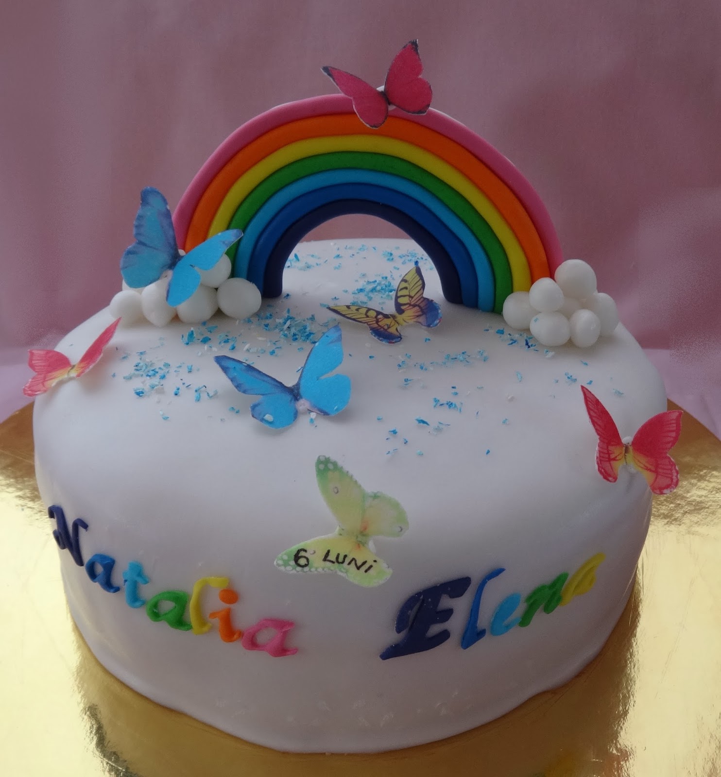 Torturi pentru copii in Constanta: Tort 'Fluturi pe curcubeu pt Natalia'