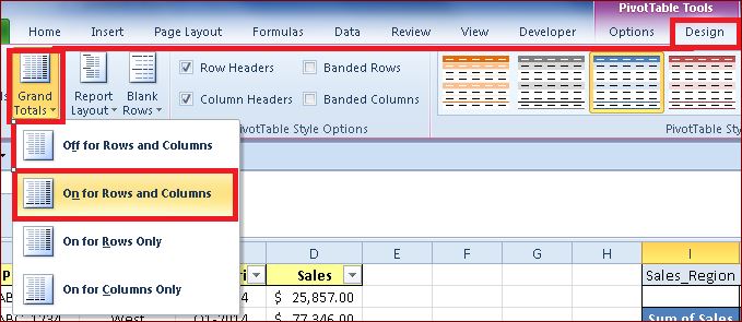 How to Set the Pivot Table Grand Totals on for Rows and Columns in ...
