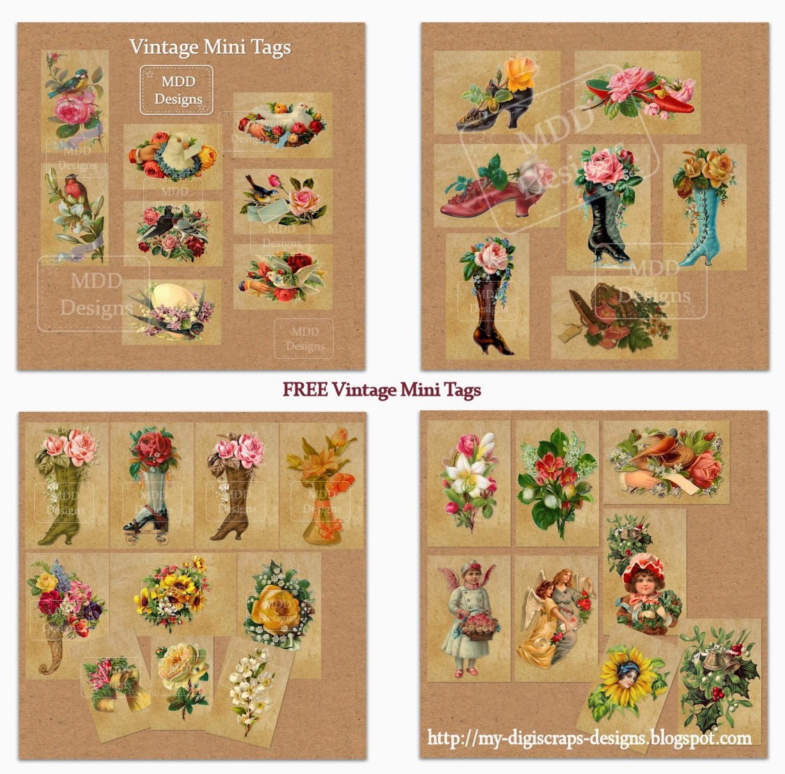 My Digiscraps Designs: Free Vintage Mini Tags