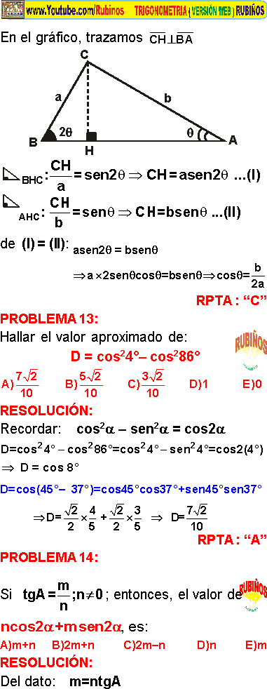 IDENTIDADES DEL ANGULO DOBLE EJERCICIOS RESUELTOS DE TRIGONOMETRIA PDF