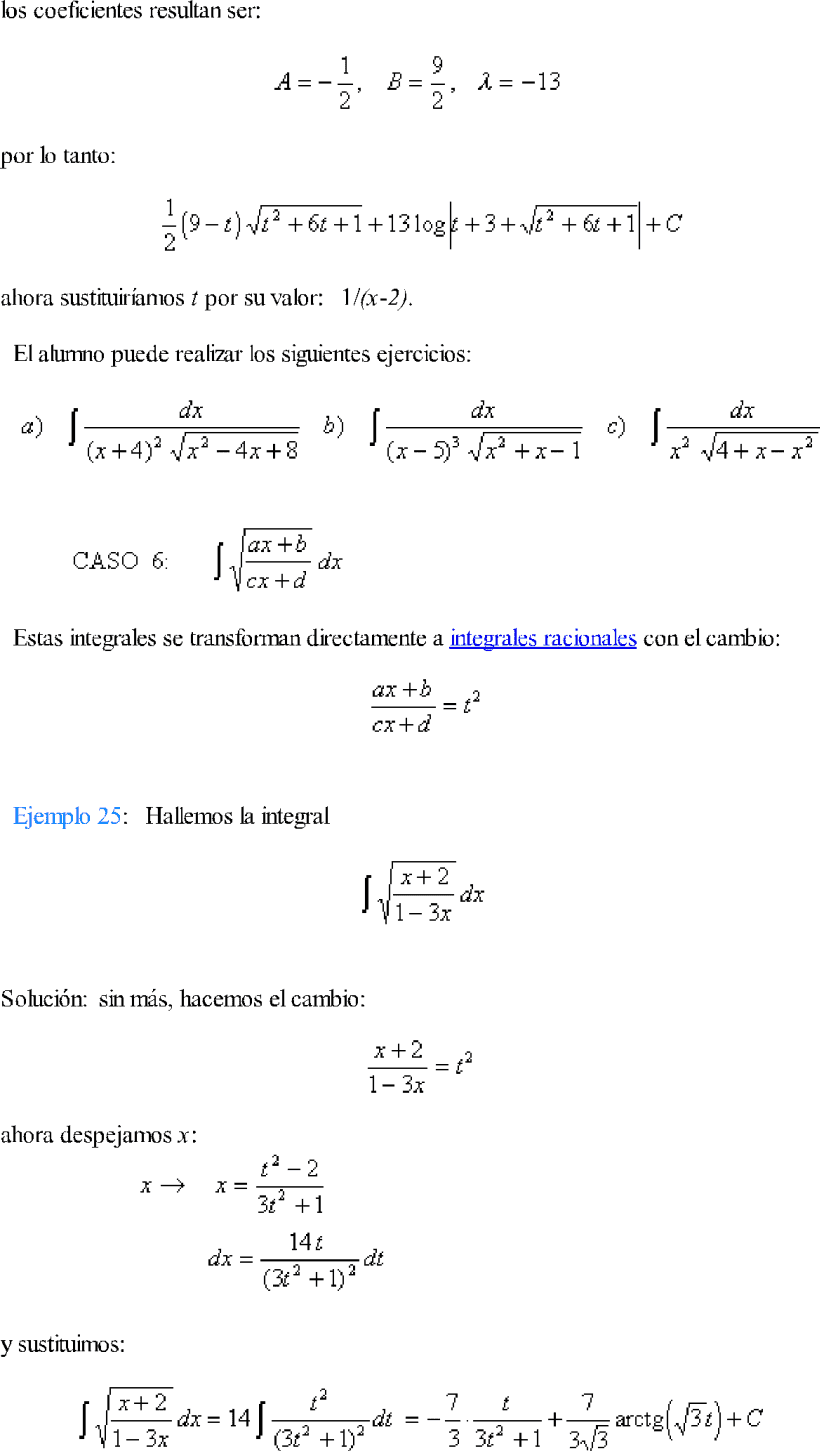 CÁLCULO DE INTEGRALES CON RAÍCES Y RADICALES EJERCICIOS RESUELTOS