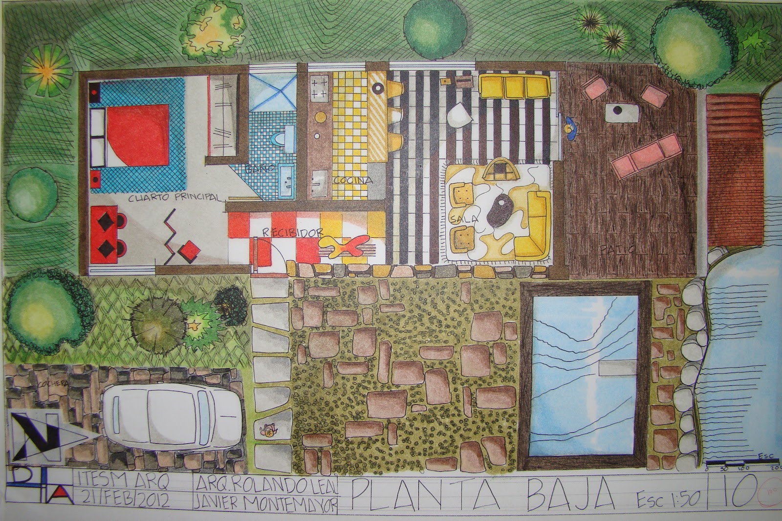 Dibujo arquitectónico: Plantas en color