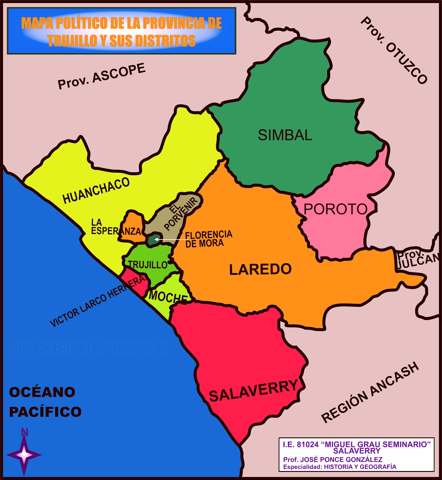 MAPA DE LA PROVINCIA DE TRUJILLO Y SUS DISTRITOS