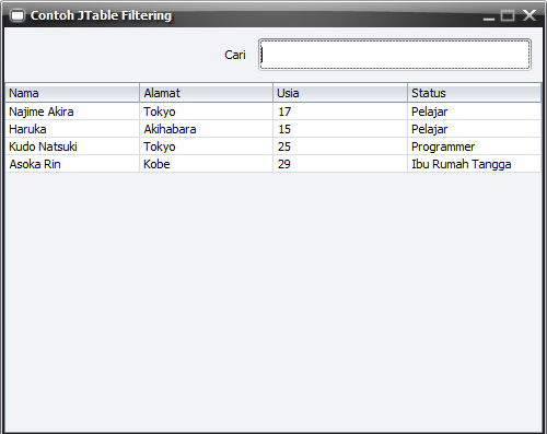 Contoh Membuat Filtering Jtable Pada Java Swing Java Community