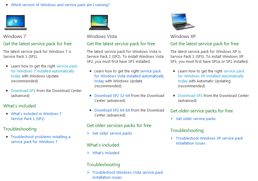 Download All Service Pack For Windows XP, Vista , 7, & Server ...