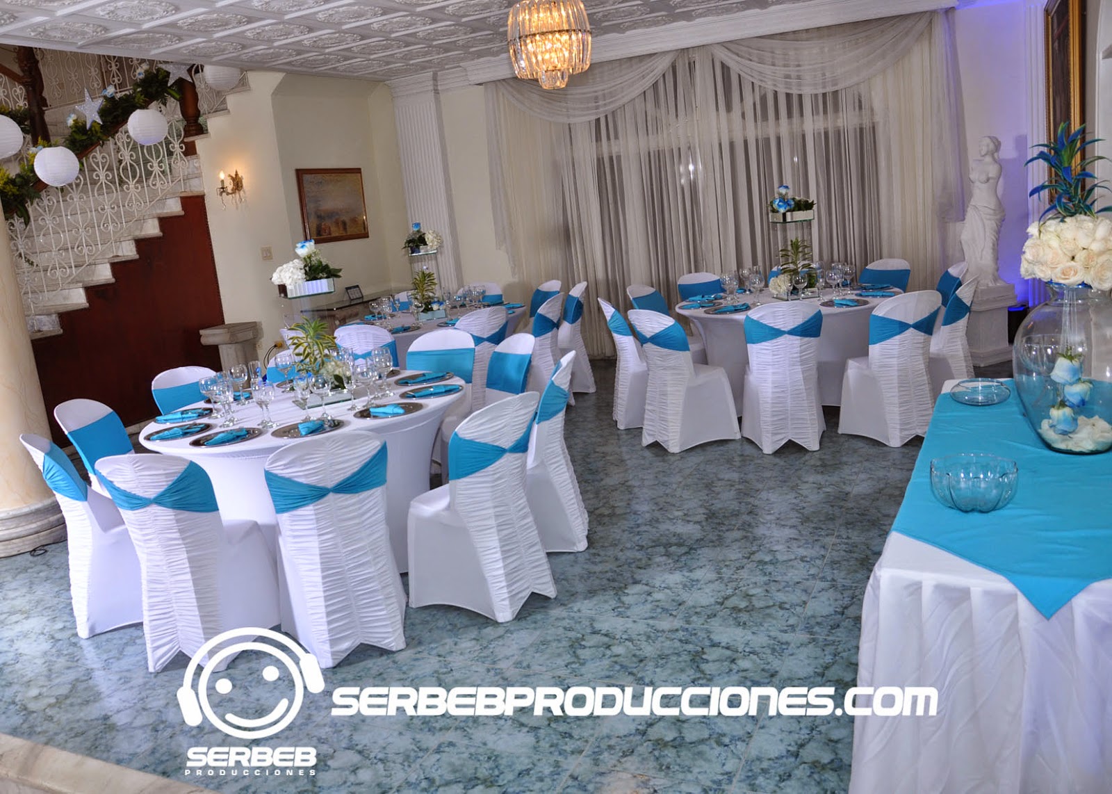 15 Años: Decoración 15 Años Azul & Blanco, Salón de Eventos Capello