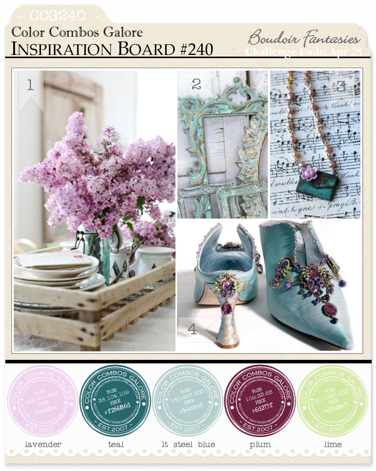 Creating Chaos: Color Combos Galore #240 - Boudoir Fantasies