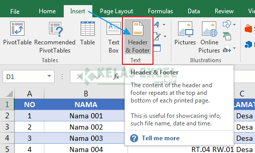 Cara Membuat Header dan Footer di Excel - Tutorial Excel Indonesia Cara Membuat Header dan Footer di Excel - Tutorial Excel Indonesia