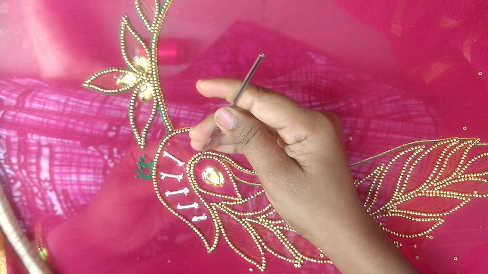 Aari naari: Peacock design aari work full tutorial step by step