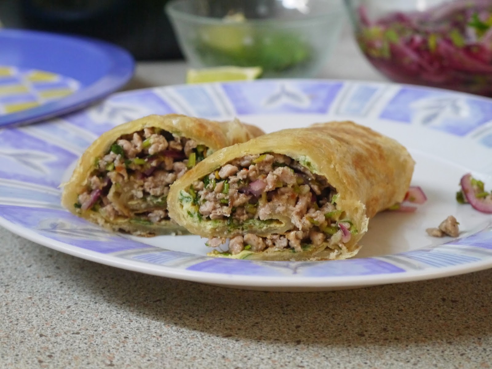 This Muslim Girl Bakes: Chicken Paratha Wraps with Pink Chilli Onions.