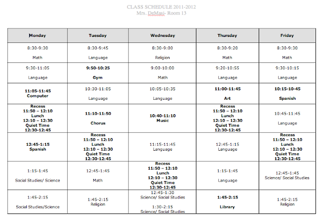 Grade 4 - Room 13: Schedules and Calendars