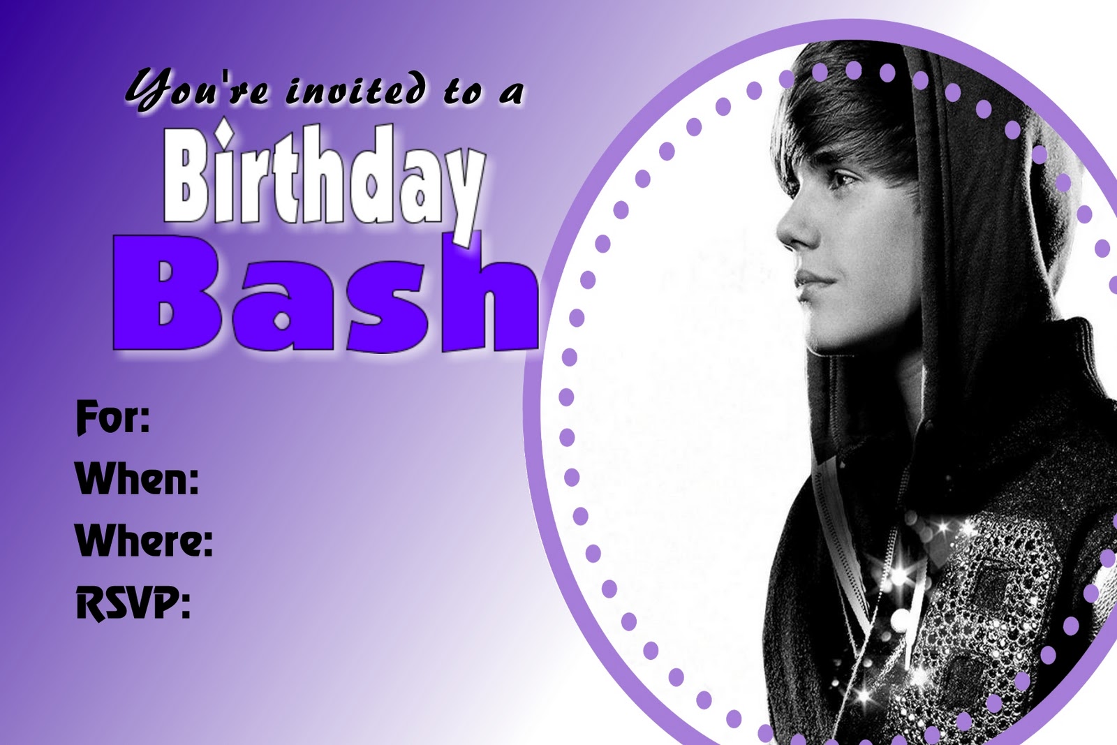 Budget Birthdays: Free Justin Beiber birthday invitation