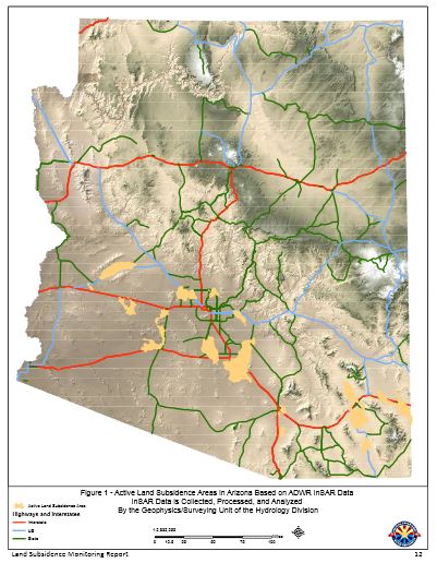 Arizona Geology: Arizona land subsidence report - 163 maps available online