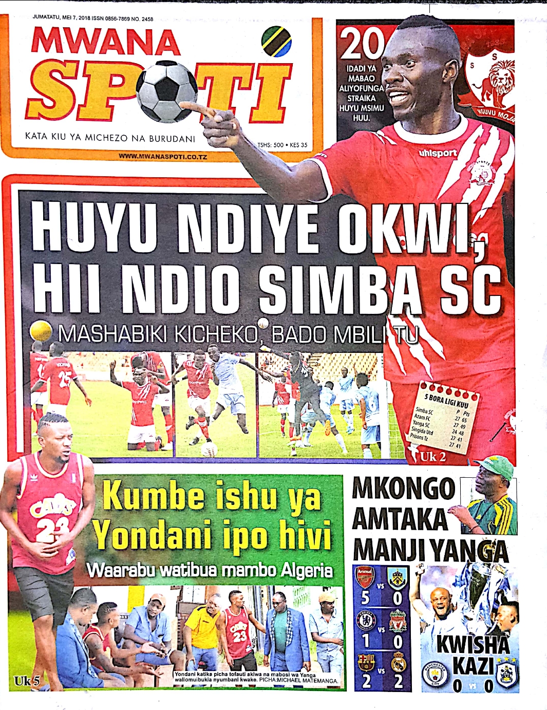 Tanzanian Today's Newspapers MAGAZETI YA LEO JUMATATU 7th May, 2018 ...