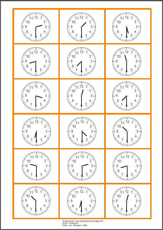 Grundschultante: Übungen zur Uhr