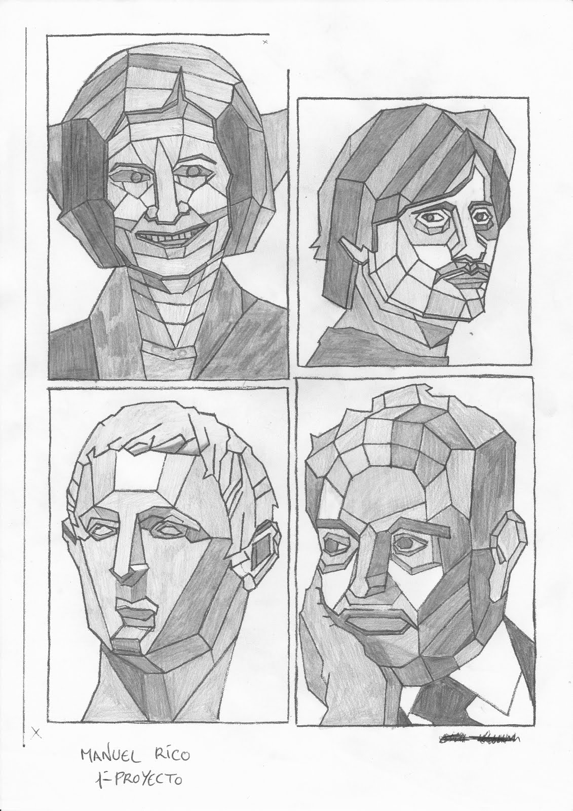 de dibujo artístico y color: Rostros facetados