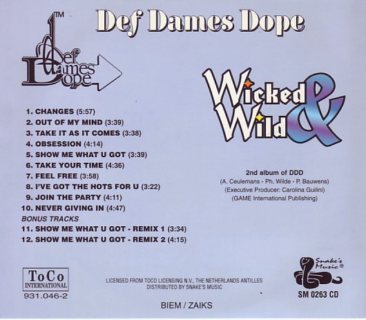 Euro Singles 90 : Def Dames Dope - Wicked & Wild (SM 0263 CD)