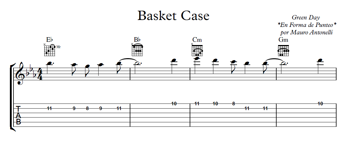 *En Forma de Punteo*: Basket case [Green Day] Partitura - Tab - Acordes ...
