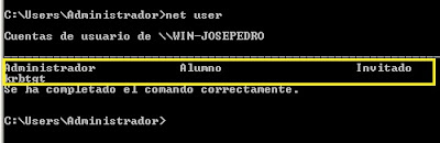 Análisis y Programación: Comando Net User de Windows