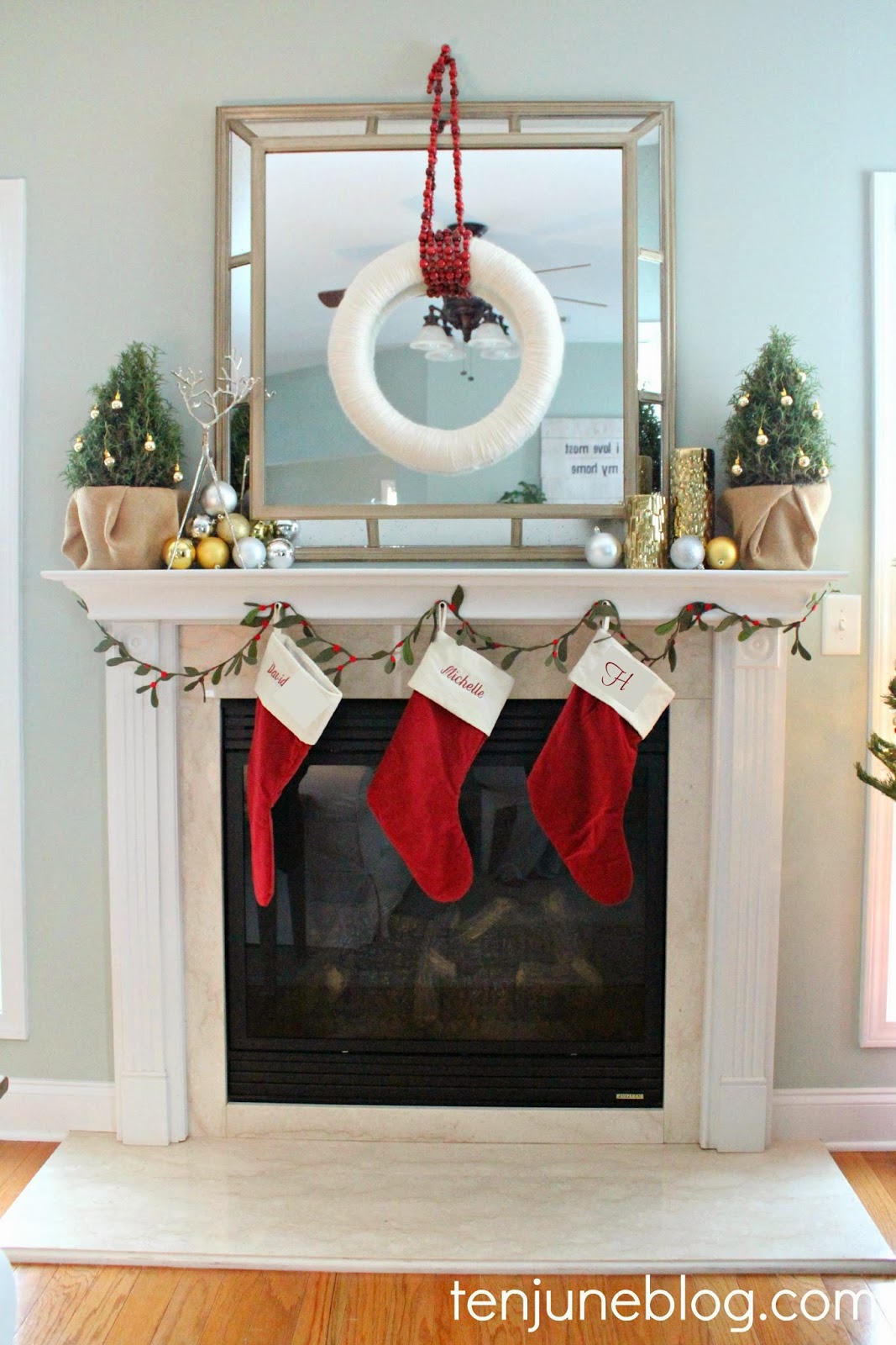 Ten June: A Rustic Metallic Christmas Mantel + Link Party