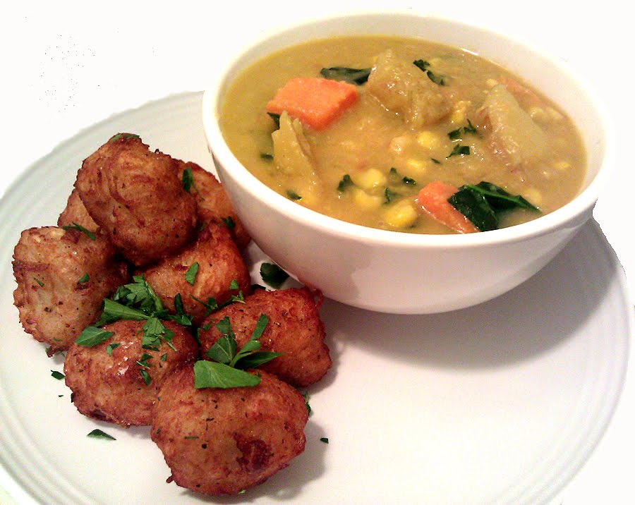 A Profound Hatred of Meat: Corn Chowder with Kale, Homemade Tator Tots