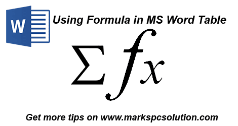 Marks PC Solution: Perform Basic Calculations in MS Word Table