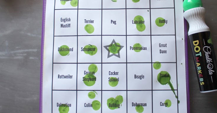 Dog Breed Bingo Free Printable Game for Fun at the Farmer's Market