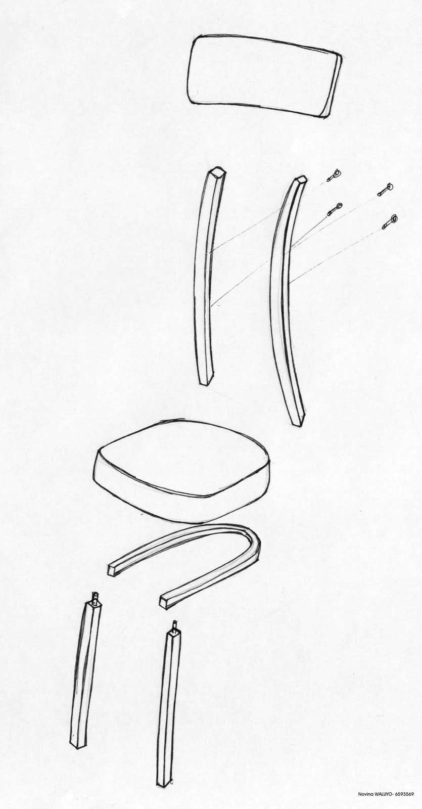Novina W: Exploded Chair