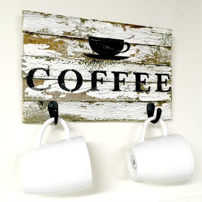 How to Make a Chippy Coffee Sign with Hooks