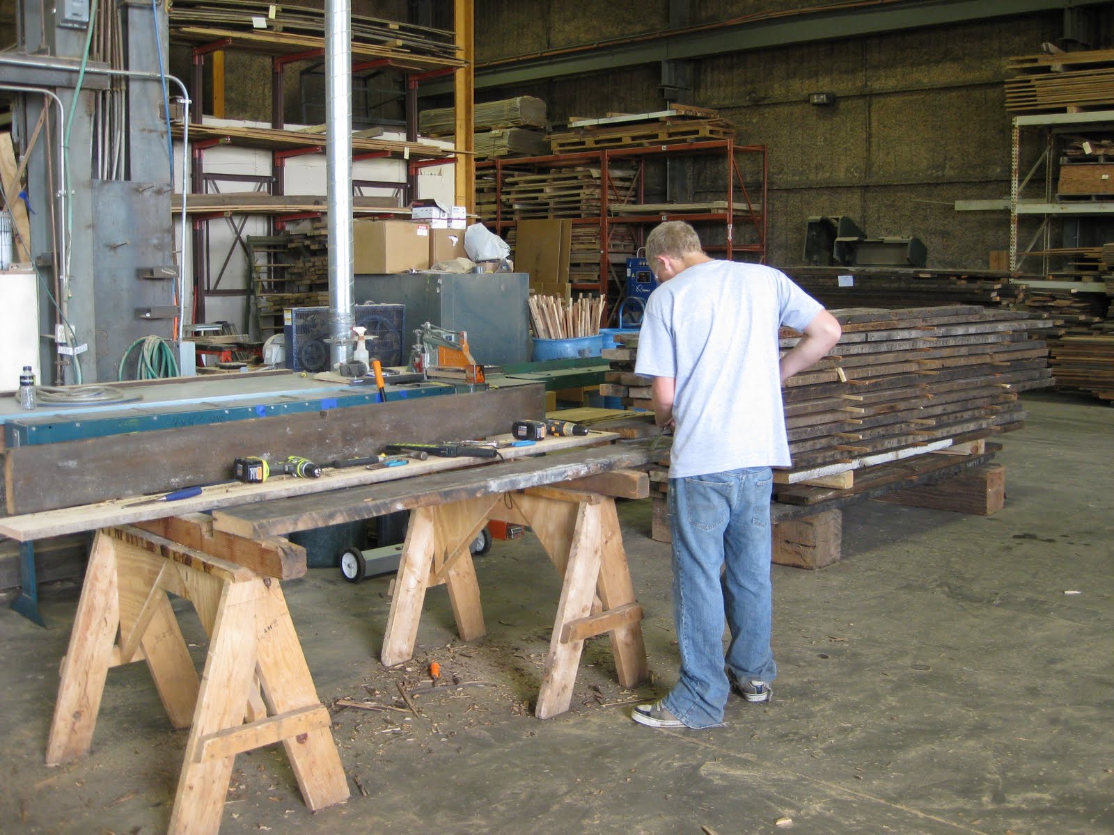 Reclaimed Antique Flooring: Stout's Pub The first step - Denailing