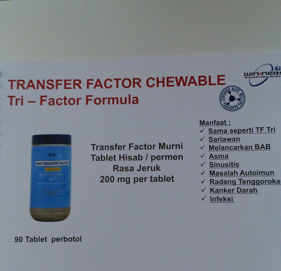 Manfaat sama dengan TF-Tri Factor Formula Memiliki rasa Jeruk