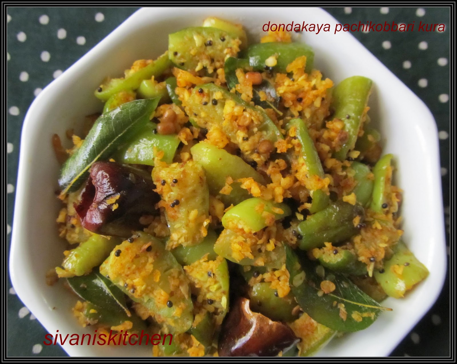 Sivani's Kitchen: Ivy Gourd Fresh Coconut Curry / Dondakaya Pachi ...