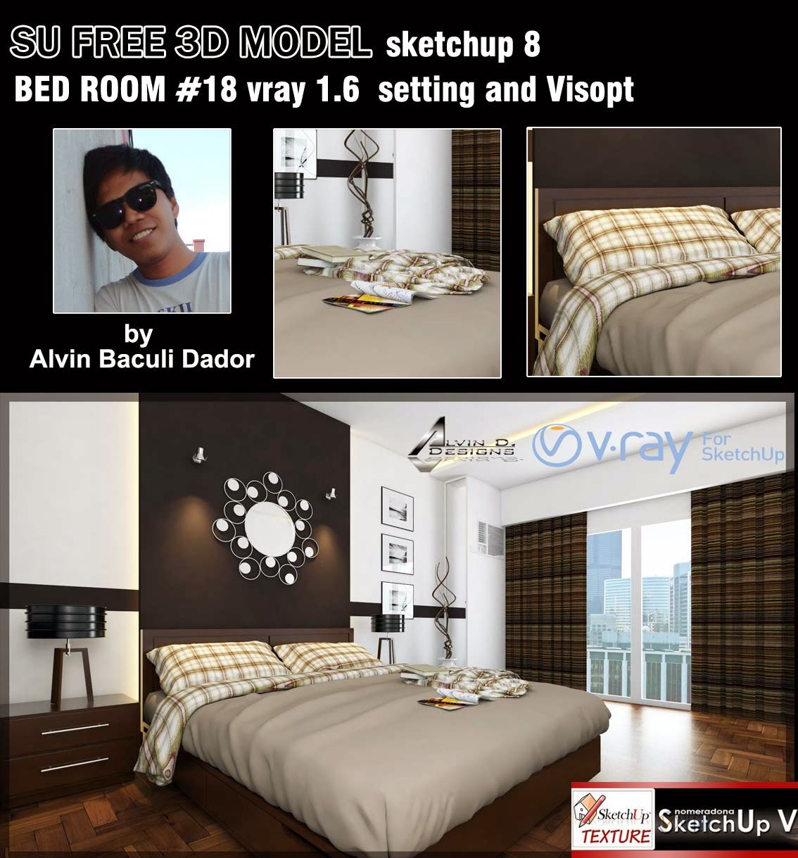 Sketchup Texture Free Sketchup Model Bedroom 18 Vray 1 6 Setting