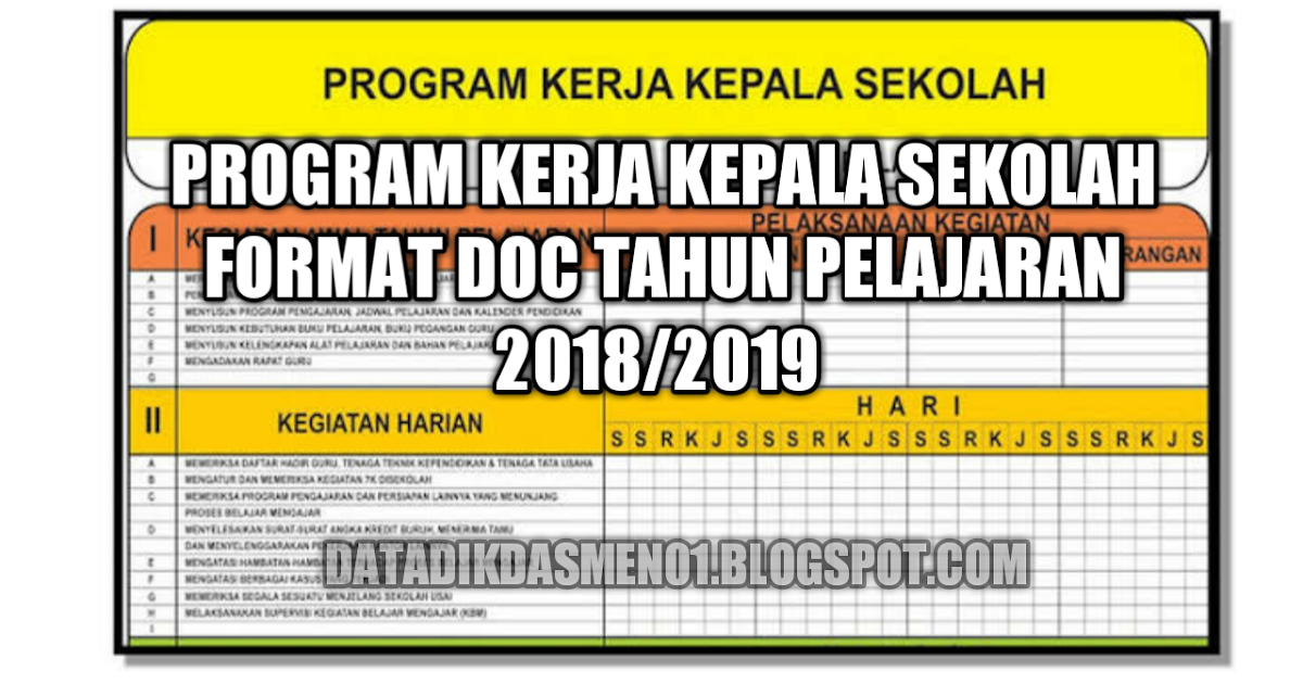 Program Kerja Kepala Sekolah Format Doc Tahun Pelajaran 2018/2019 ...