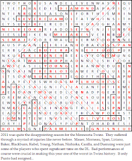 Twins on Twins: Word Search Answer Key