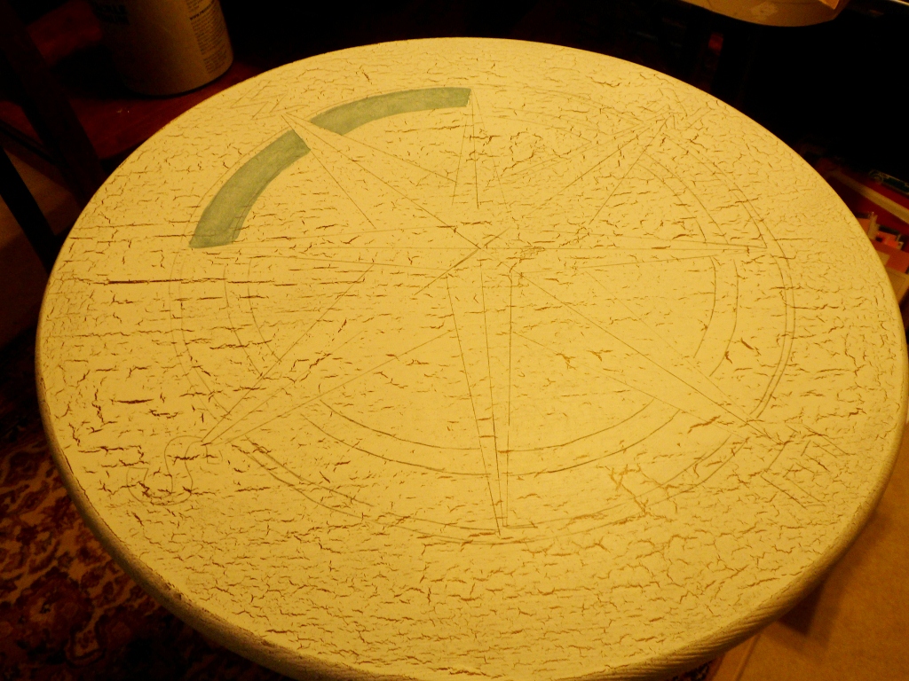 Savard Studios: Cream, Turquoise and Copper Nautical Compass Table