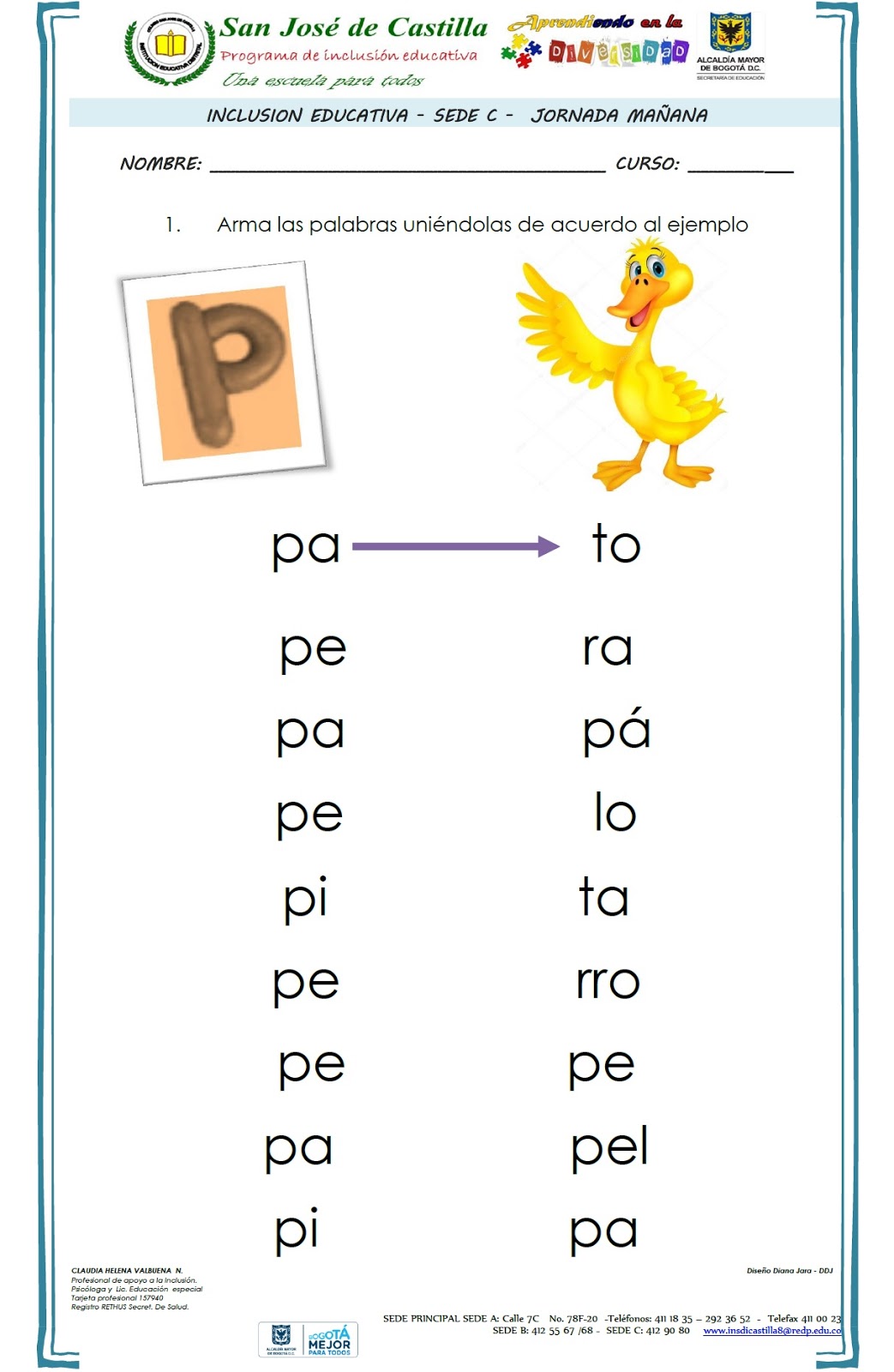 GUIAS - UNIR SILABAS M, P, S