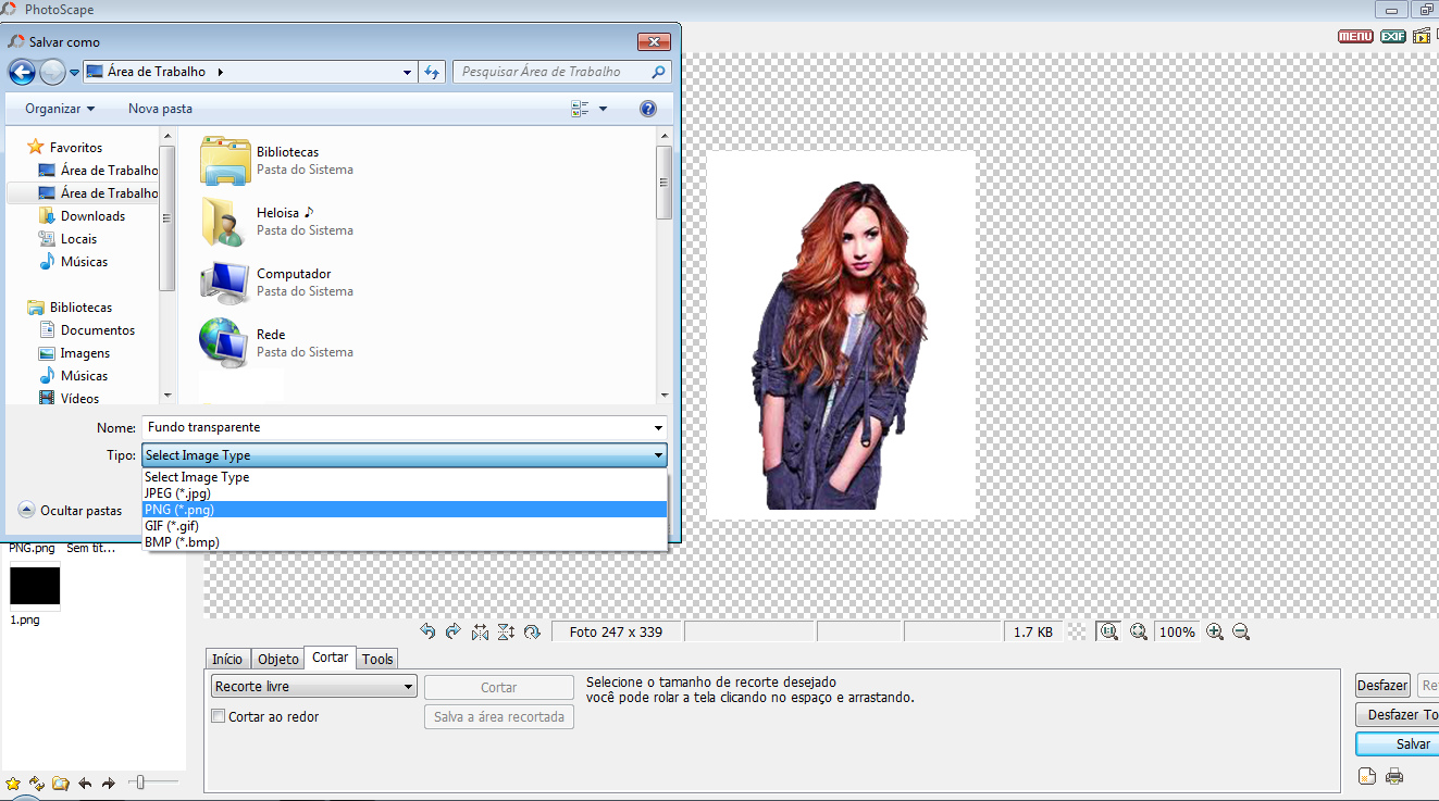 Cantinho do PhotoScape!: Transformar uma foto em PNG