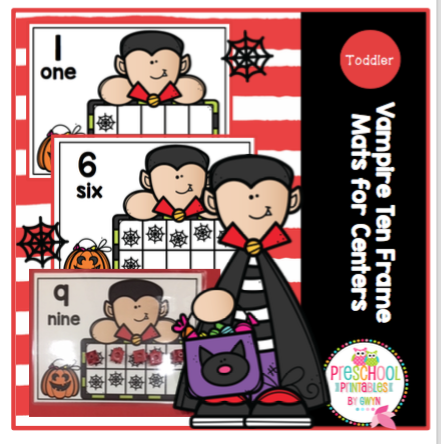 Cute Vampire Ten Frame Mats for Toddlers ~ Preschool Printables