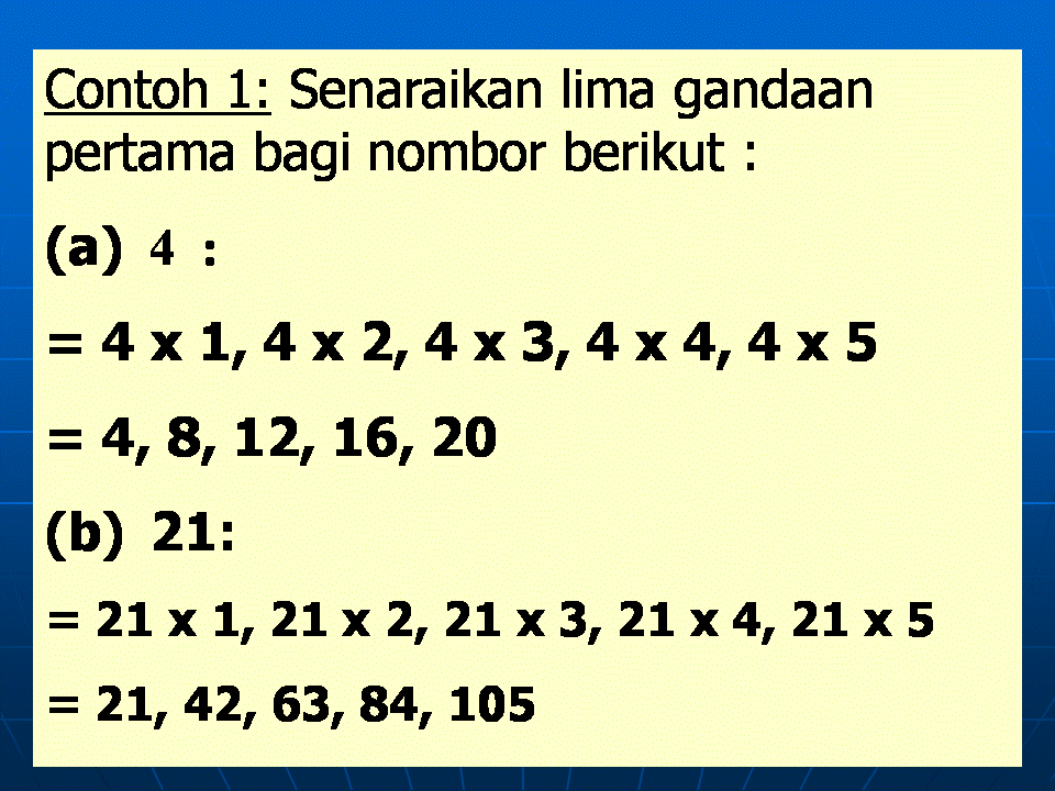TIP BELAJAR MATEMATIK (TIPS FOR LEARNING MATHEMATICS): GANDAAN (MULTIPLE)