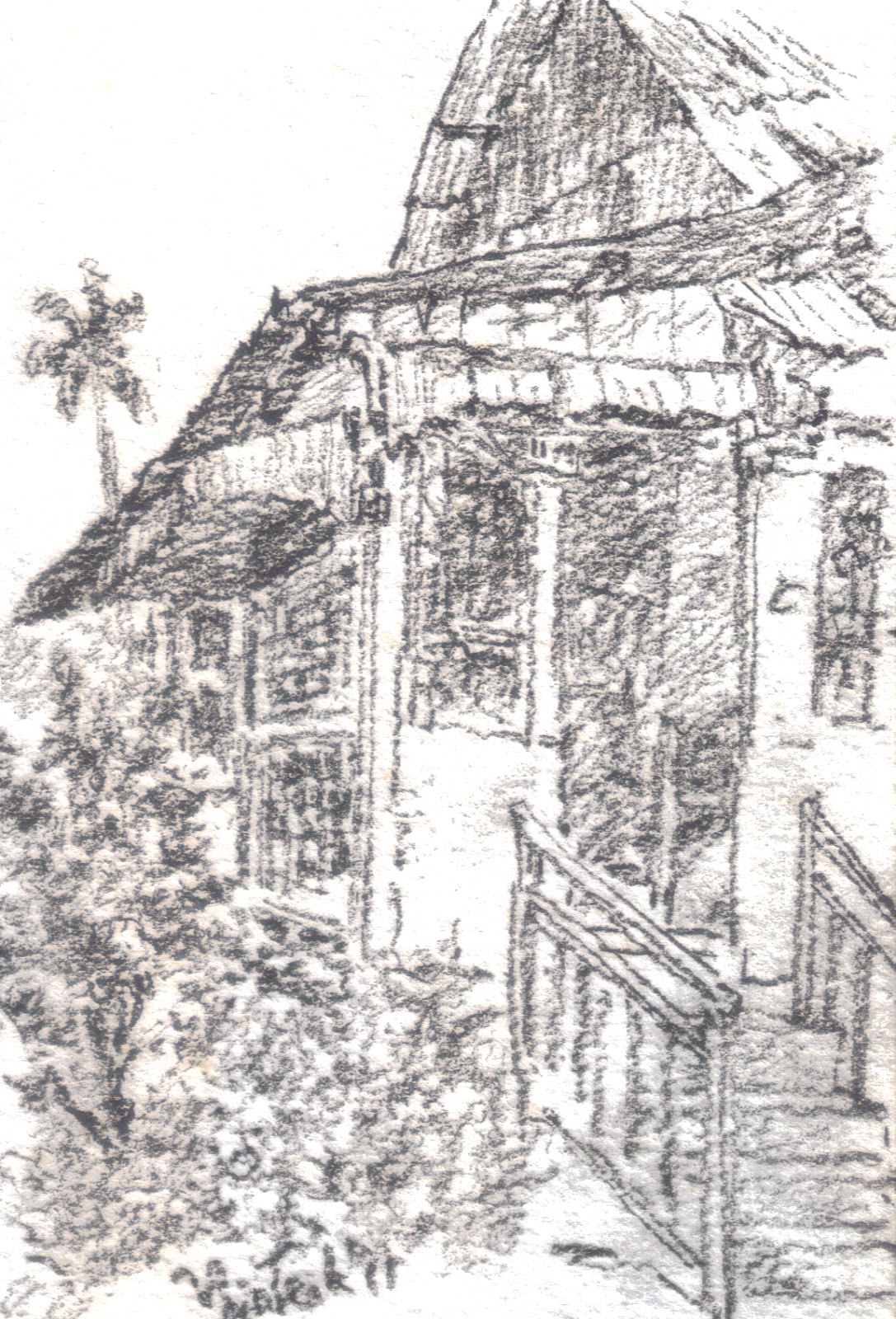 Sketches of Old Penang 淡描老槟城: Kampung House at Jalan Gemas near P ...