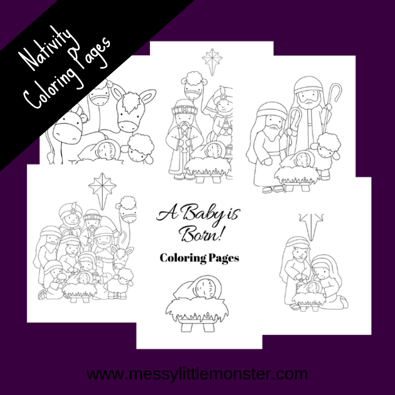 Nativity Christmas Card Coloring Pages
