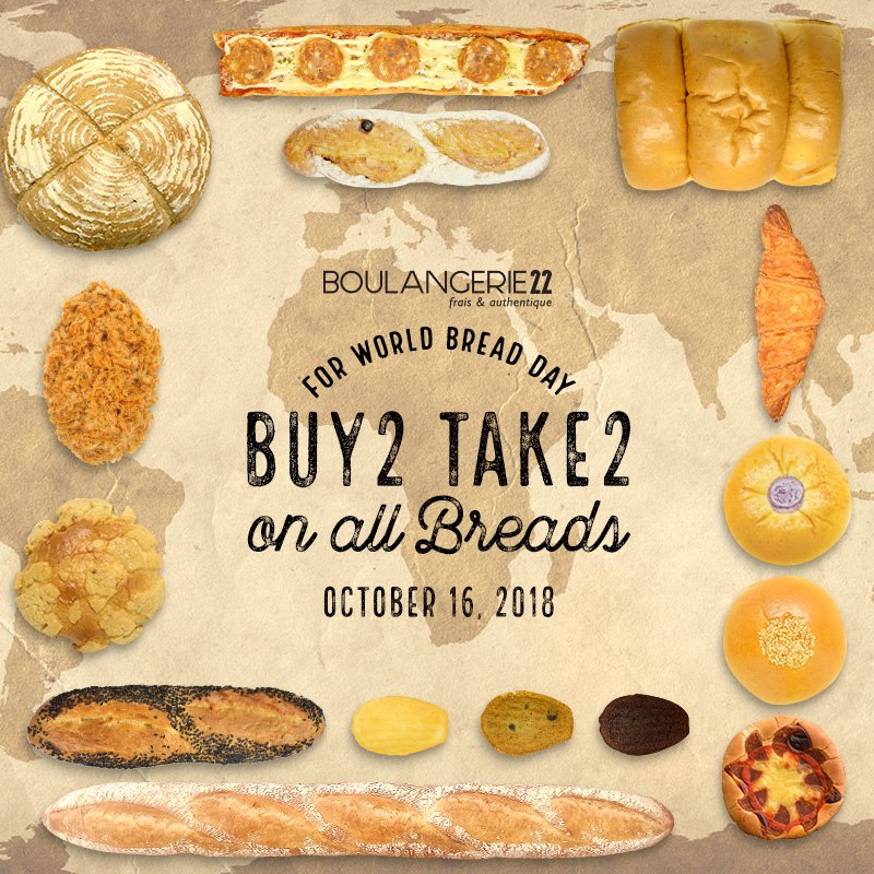 Manila Shopper: Boulangerie22 World Bread Day Promo: Oct 16 2018