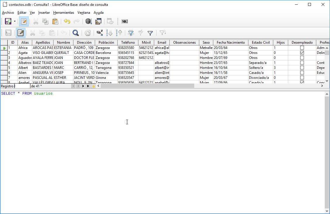 Comprender una instrucción SQL en LibreOffice Base (II) | Aplicaciones ...