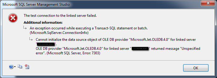 Microsoft Data Link Error Initializing Provider Sql Server Badrx