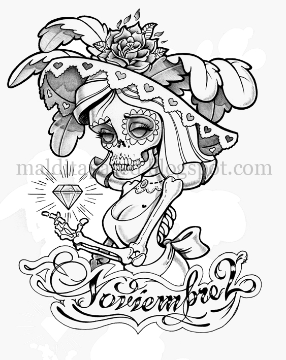 La Catrina Day Of The Dead Coloring Pages Sketch Coloring Page