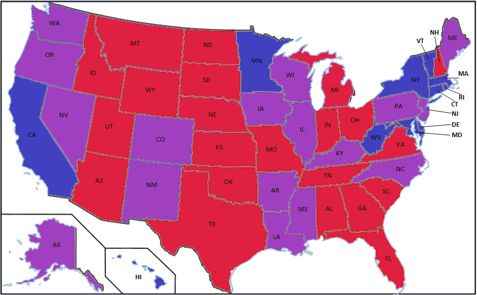 Political Party By State Map - Map
