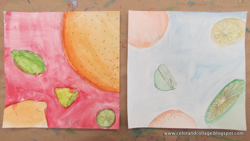 Color, collage, and much more: Citrus Fruit observational drawing